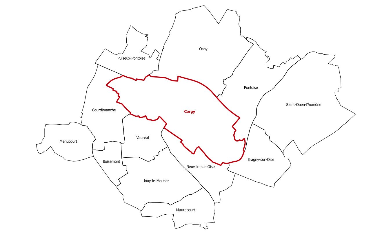 Communes de la Communauté d'Agglomération de Cergy-Pontoise